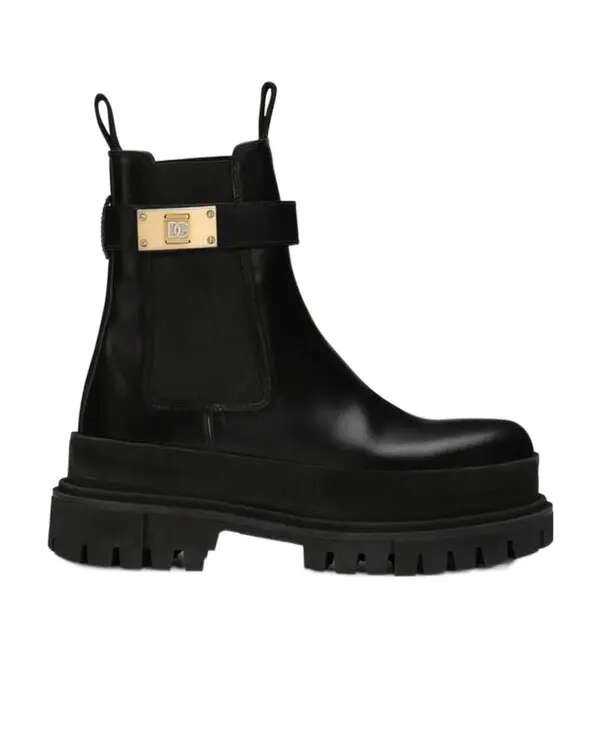 Dolce & Gabbana Logo Buckle Ankle Boots