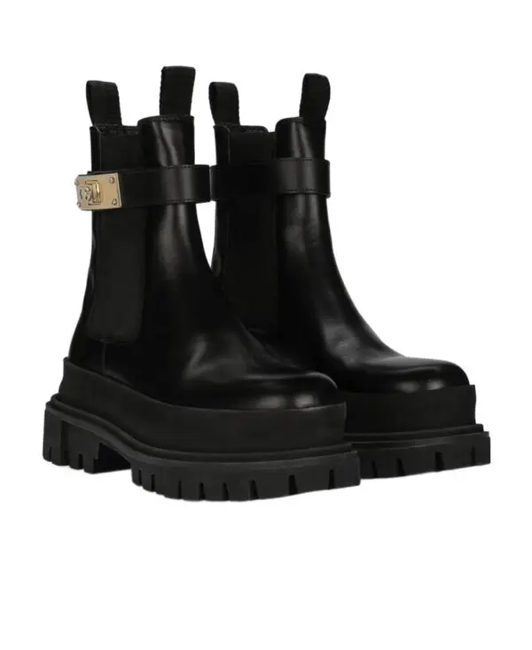 Dolce & Gabbana Logo Buckle Ankle Boots