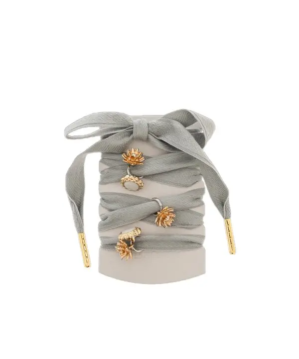 GOLDEN GOOSE Embellished Skin Vintage Shoelaces - Gray