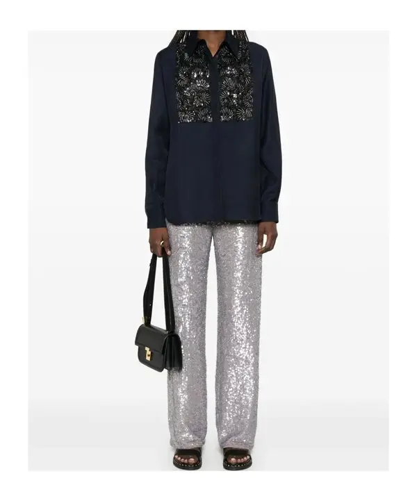 P.a.r.o.s.h Sequined Straight-leg Trousers - Gray