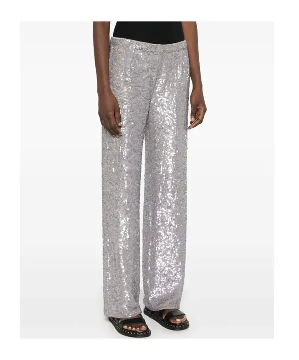 P.a.r.o.s.h Sequined Straight-leg Trousers - Gray