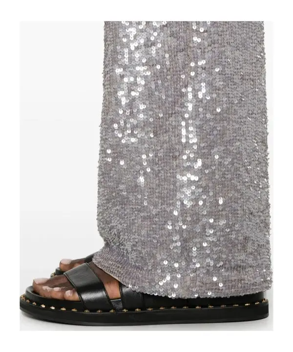 P.a.r.o.s.h Sequined Straight-leg Trousers - Gray