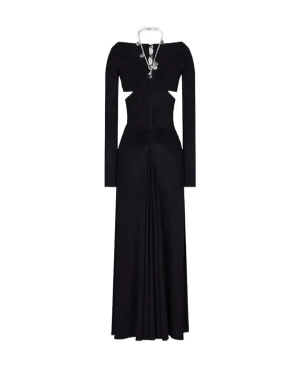 Rabanne Ruched Chain Embellished Maxi Dress