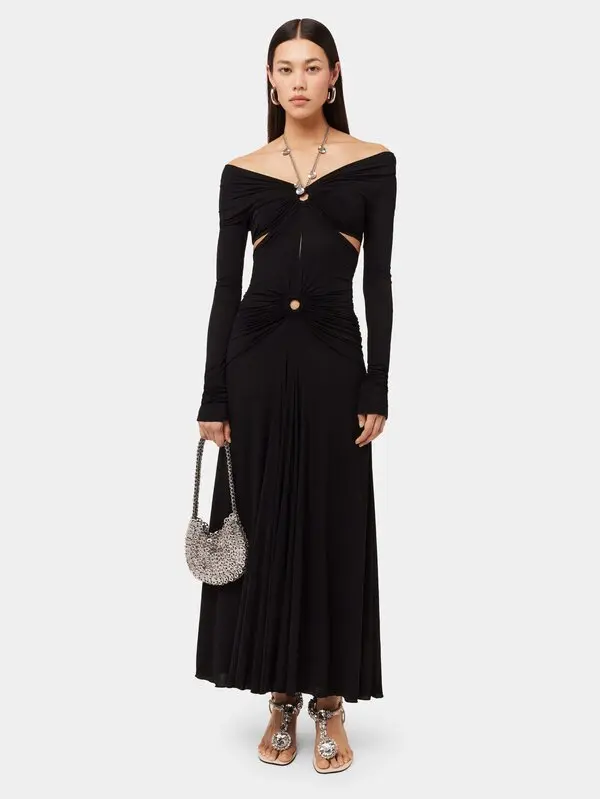 Rabanne Ruched Chain Embellished Maxi Dress
