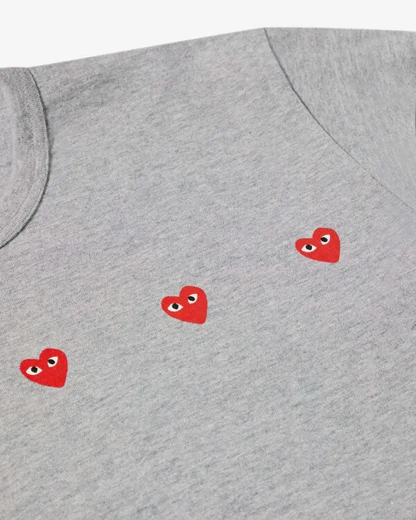 Play Comme Des Garcon Heart-print Cotton T-shirt - Gray