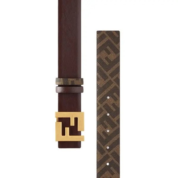 Fendi Ff Squared Buckle Reversible Belt - Dark Brown