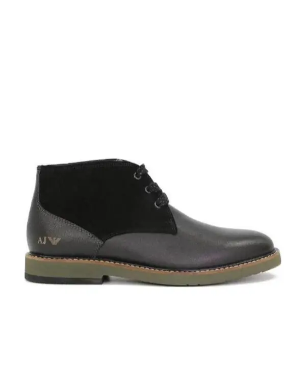 Emporio Armani Leather And Suede Lace-up Boots