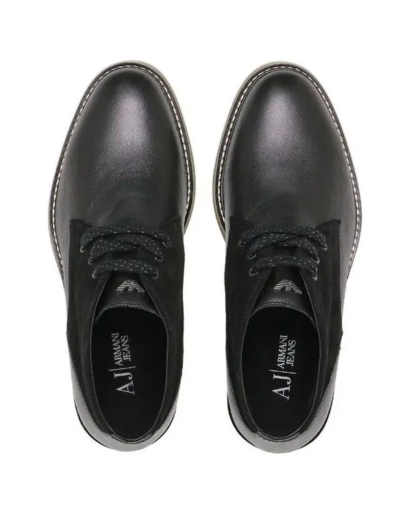 Emporio Armani Leather And Suede Lace-up Boots