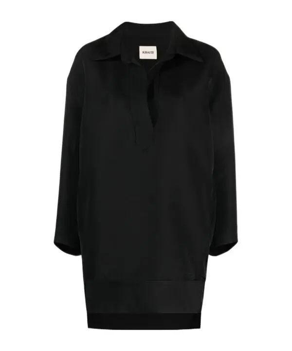 Khaite The Kal Long-sleeved Shirt Dress - Black