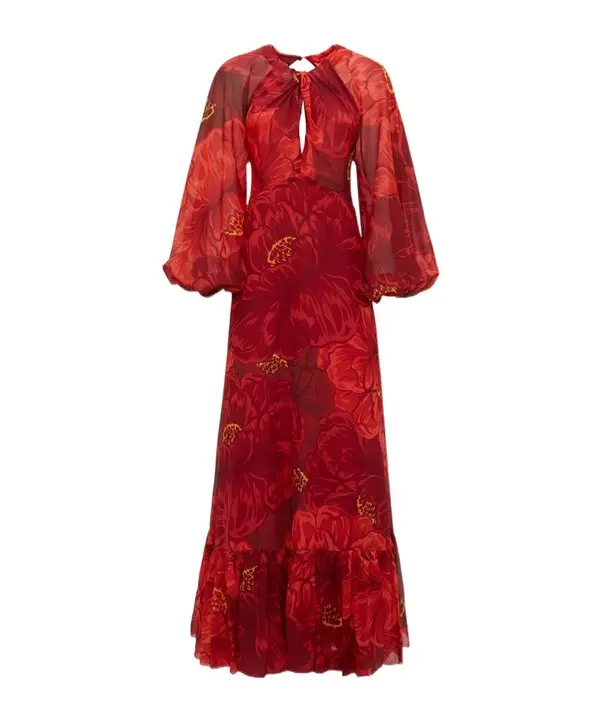 La DoubleJ Eve Open-back Maxi Dress In Floral Print - Red