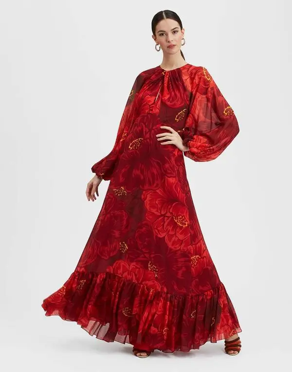 La DoubleJ Eve Open-back Maxi Dress In Floral Print - Red