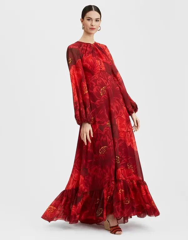 La DoubleJ Eve Open-back Maxi Dress In Floral Print - Red
