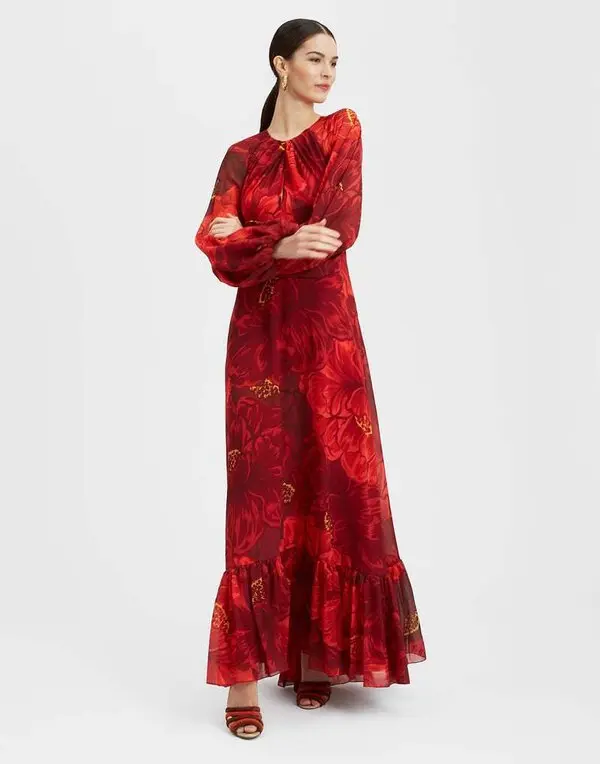 La DoubleJ Eve Open-back Maxi Dress In Floral Print - Red