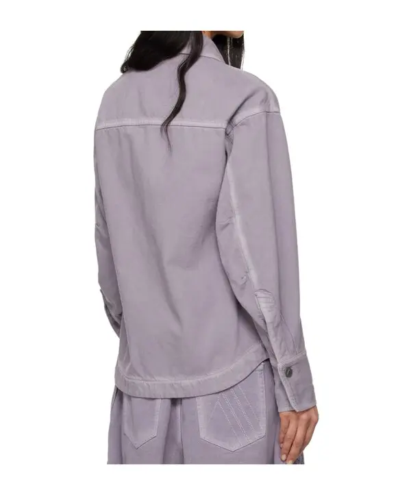 Attico Long-sleeved Denim Shirt With Embroidered Logo - Lavender