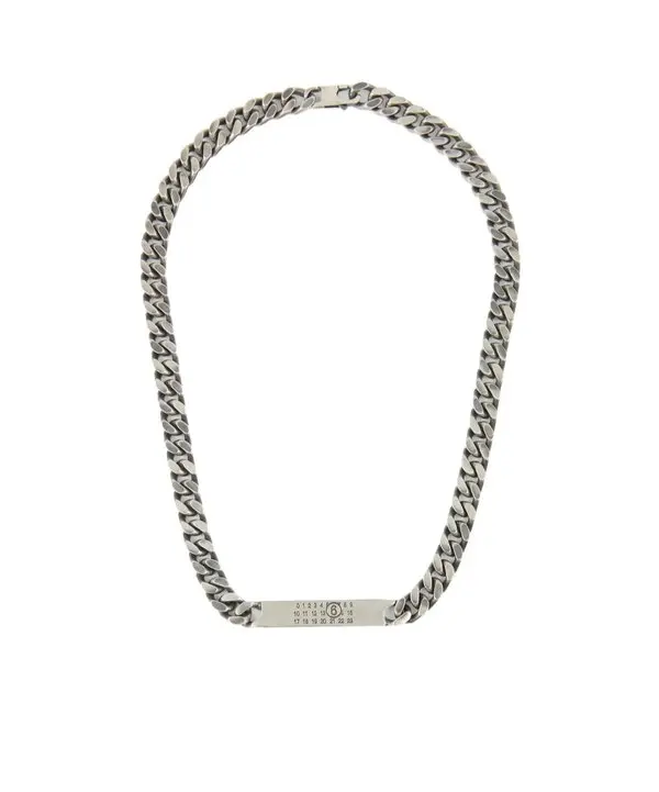MAISON MARGIELA Logo Debossed Chain Necklace - Argento Brunito