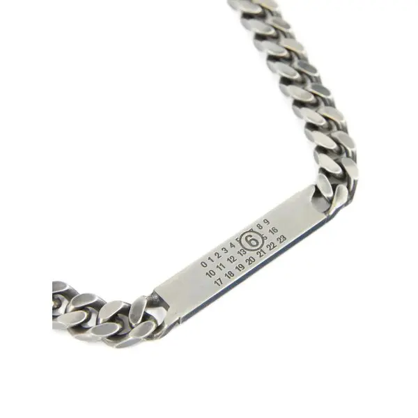 MAISON MARGIELA Logo Debossed Chain Necklace - Argento Brunito