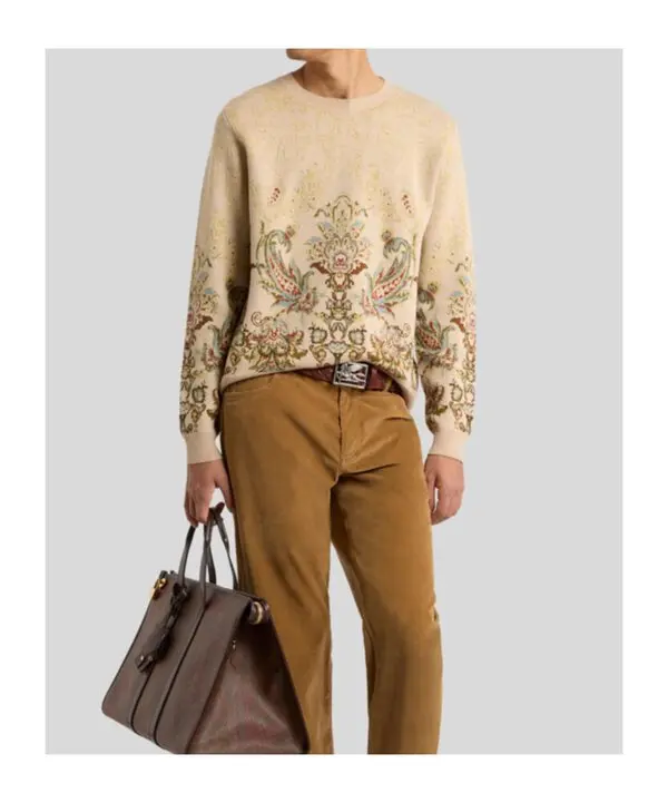 Etro Paisley Pattern Crew Neck Sweater - Nude