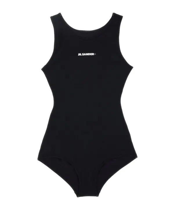 JIL SANDER Logo Printed One-piece Swimsuit - Black