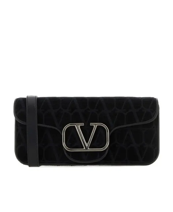 Valentino Garavani Vlogo Plaque Monogram Messenger Bag - Black