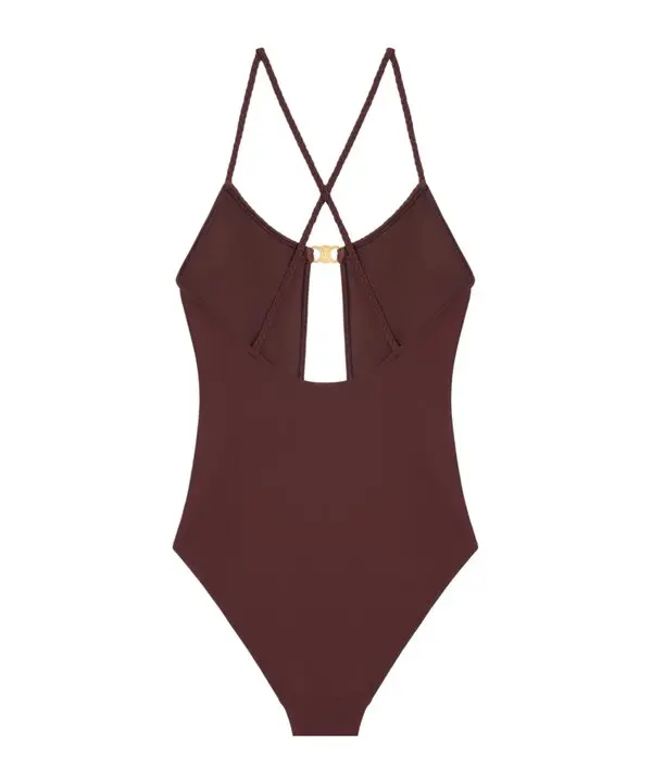 Celine Triomphe Swimsuit In Matte Jersey