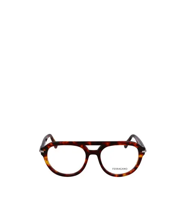 FERRAGAMO Geometric Full Rim Eyeglasses - Tortoise