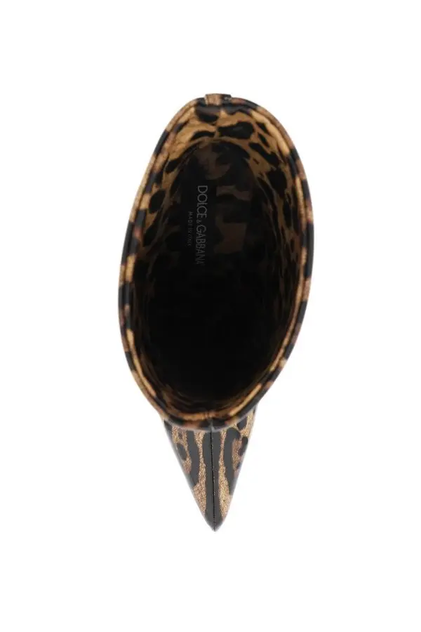 Dolce & Gabbana Leopard Print Stiletto Ankle Boots - Black