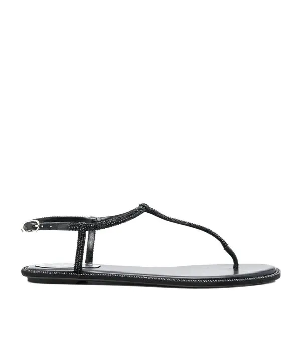 Rene Caovilla Embellished Thong Sandals - Black