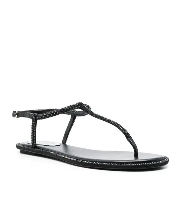 Rene Caovilla Embellished Thong Sandals - Black