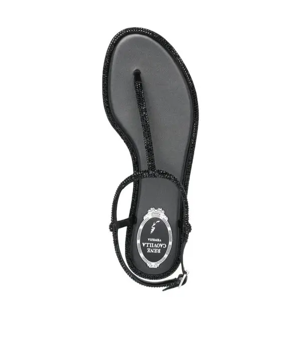 Rene Caovilla Embellished Thong Sandals - Black