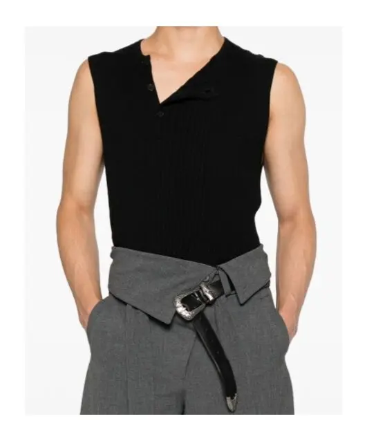 VIVIENNE WESTWOOD Tegan Ribbed Button-placket Vest - Black