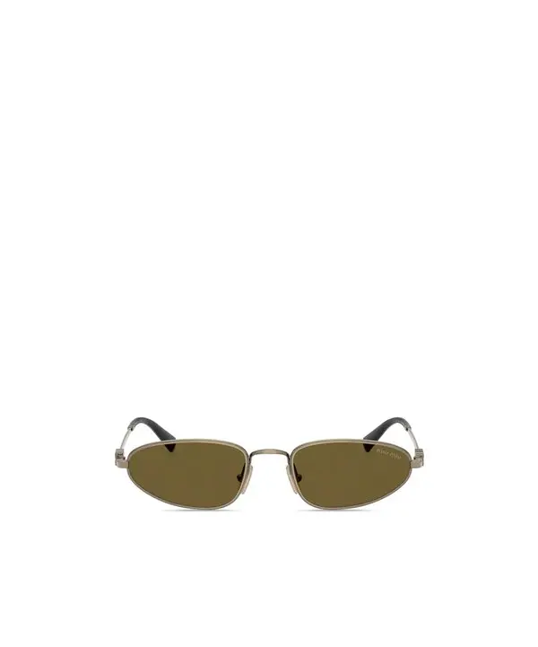Miu Miu Full Frame Sunglasses With Patterned Temples - Green