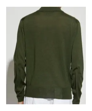 Ami Long Sleeved Knitted Polo Shirt - Green