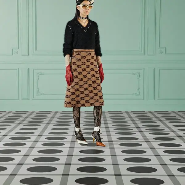Gucci Gg Jacquard A-line Knit Skirt