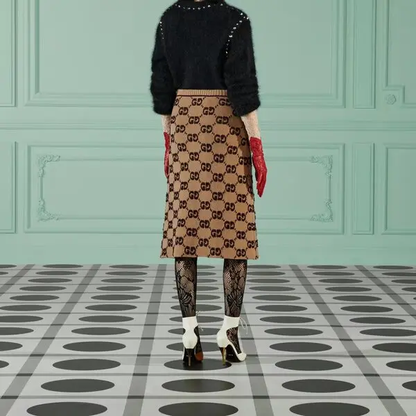 Gucci Gg Jacquard A-line Knit Skirt