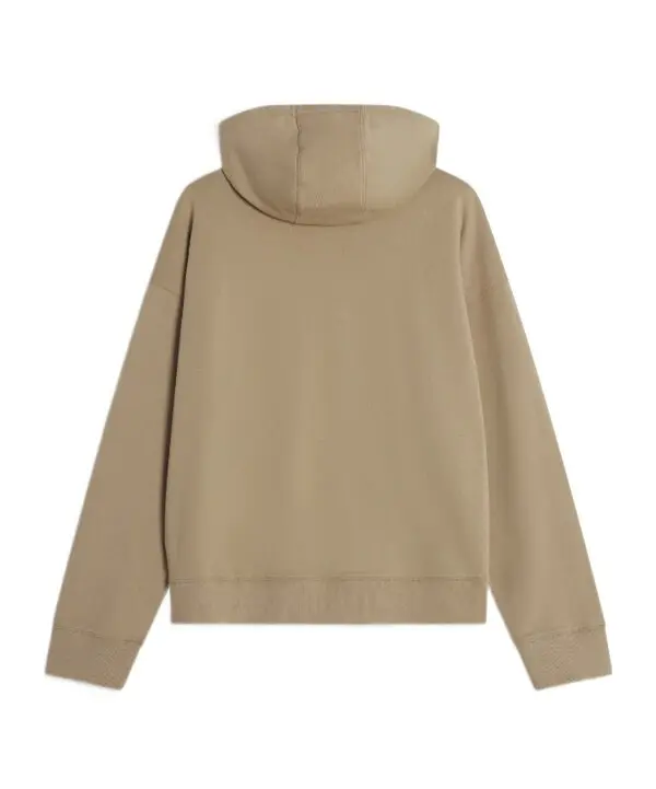 Maison Kitsuné Oversized Drawstring Hoodie With Embroidered Fox Head - Beige