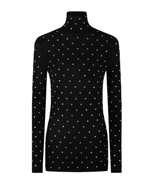 Rabanne Embellished High Neck Long Sleeve T-shirt