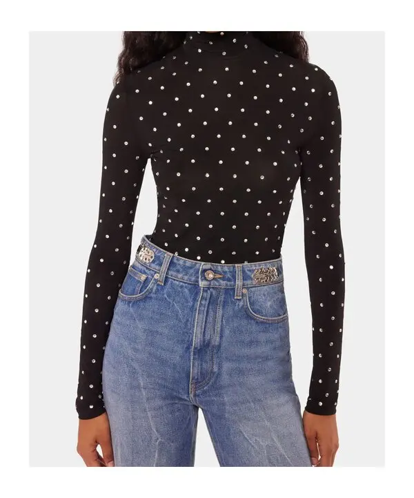 Rabanne Embellished High Neck Long Sleeve T-shirt