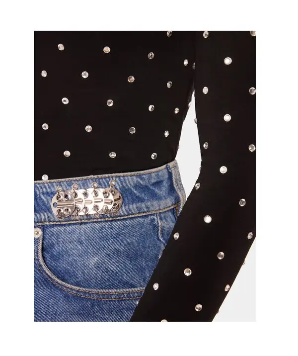 Rabanne Embellished High Neck Long Sleeve T-shirt