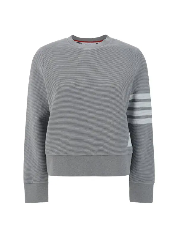 Thom Browne 4-bar Crewneck Ribbed Sweatshirt - Light Grey