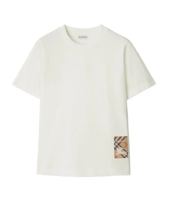 Burberry Checked Patch Crewneck T-shirt - Chalk