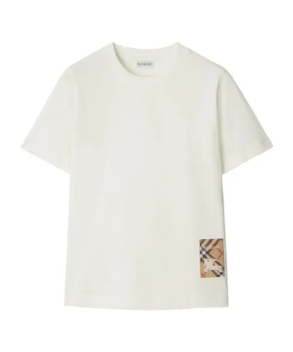 Burberry Checked Patch Crewneck T-shirt - Chalk