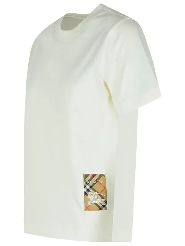 Burberry Checked Patch Crewneck T-shirt - Chalk