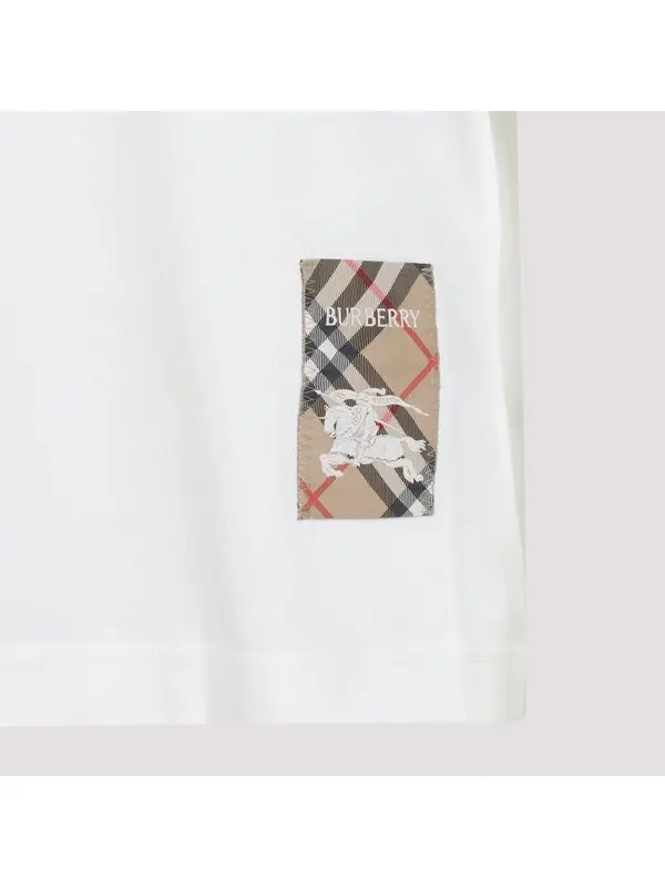 Burberry Checked Patch Crewneck T-shirt - Chalk