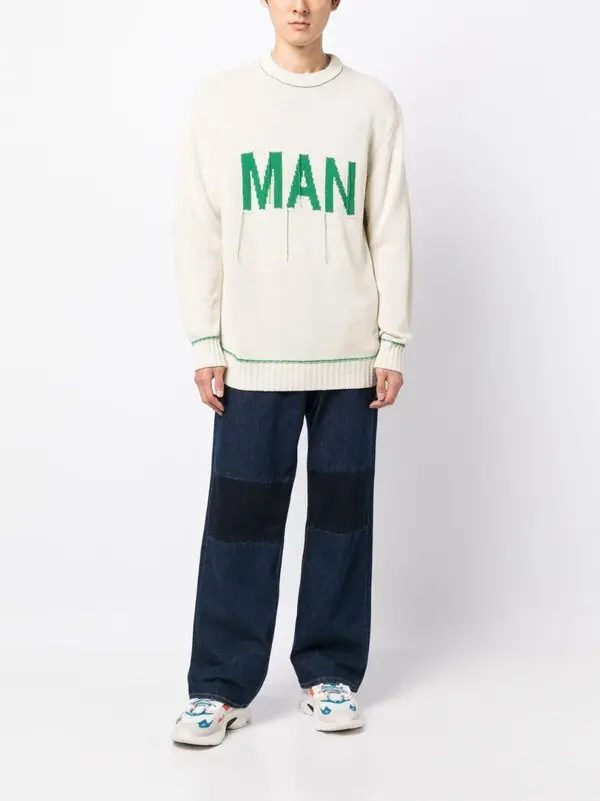 Junya Watanabe Logo Intarsia Knit Crewneck Jumper