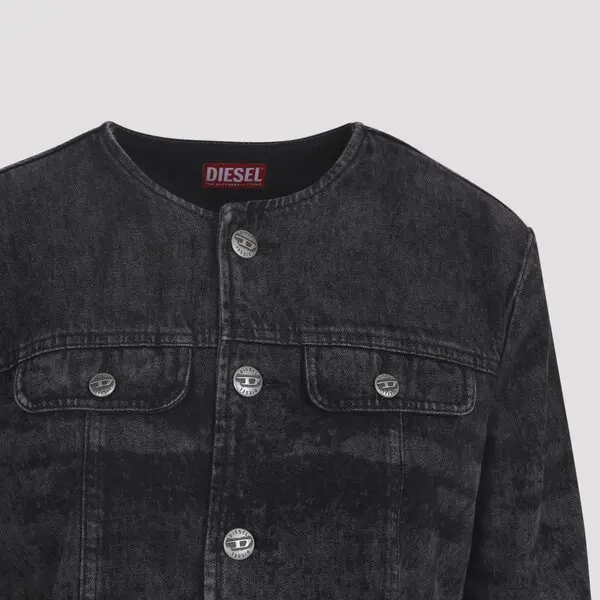 DIESEL® Long-sleeved Denim Jacket With Frayed Hem