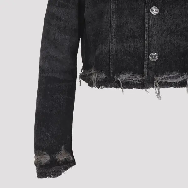 DIESEL® Long-sleeved Denim Jacket With Frayed Hem