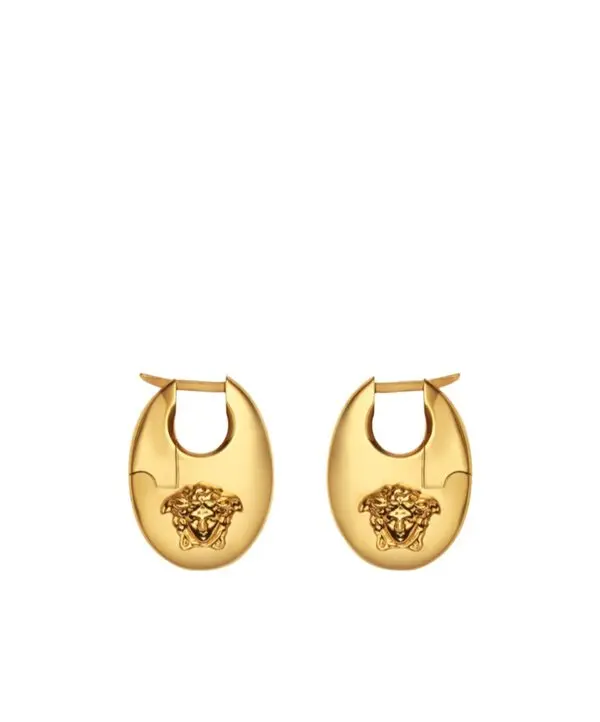 Versace Medusa Oval-frame Earrings - Black/gold