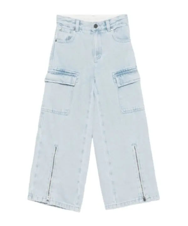 Stella McCartney Light Wash Denim Cargo Pants With Zipper Detail