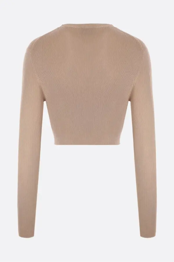 Prada Cropped Silk Logo Pullover