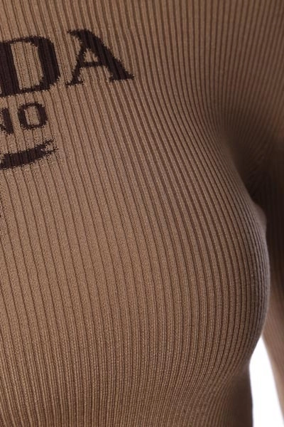 Prada Cropped Silk Logo Pullover